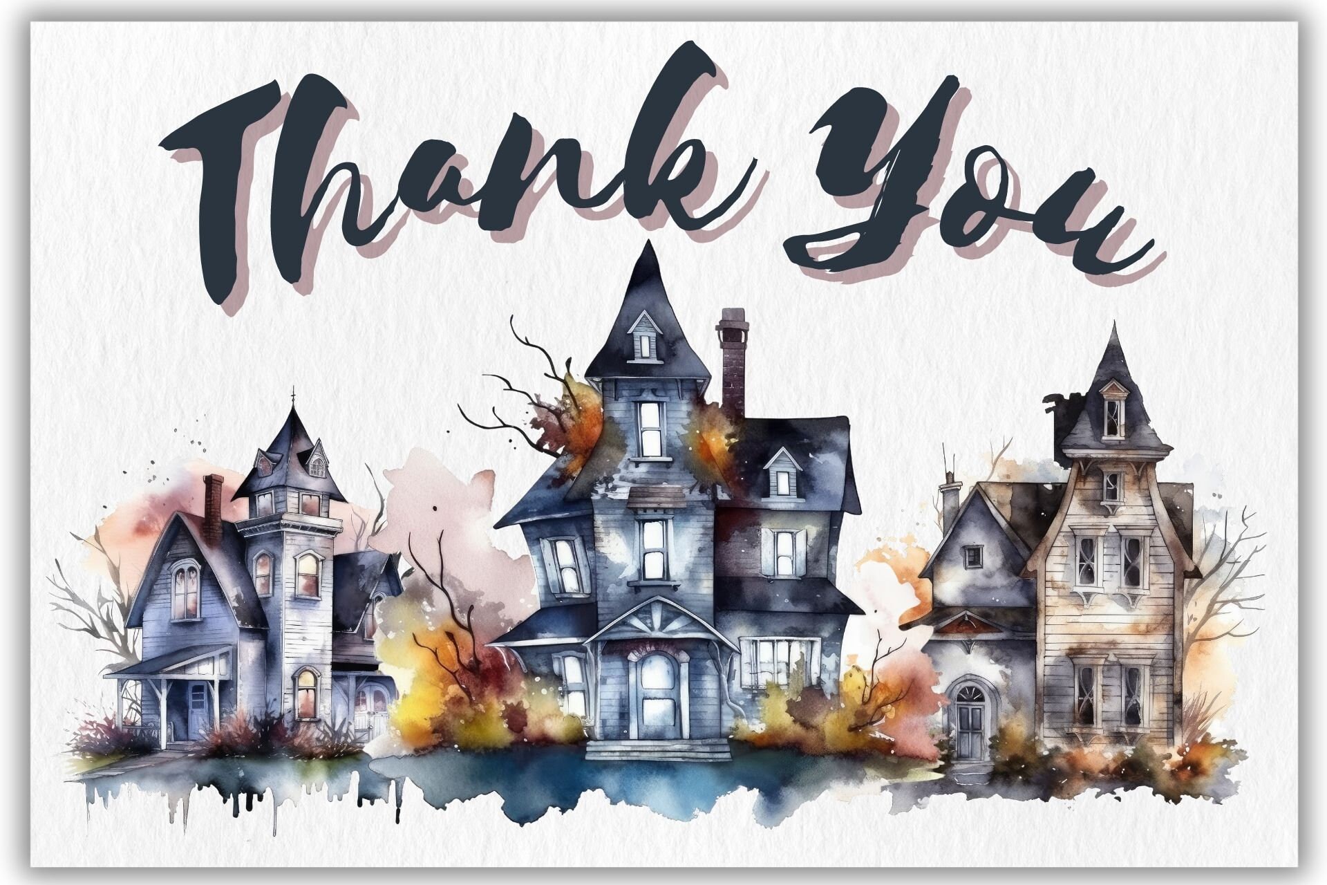 Watercolor Haunted House Halloween PNG Haunted House - Etsy