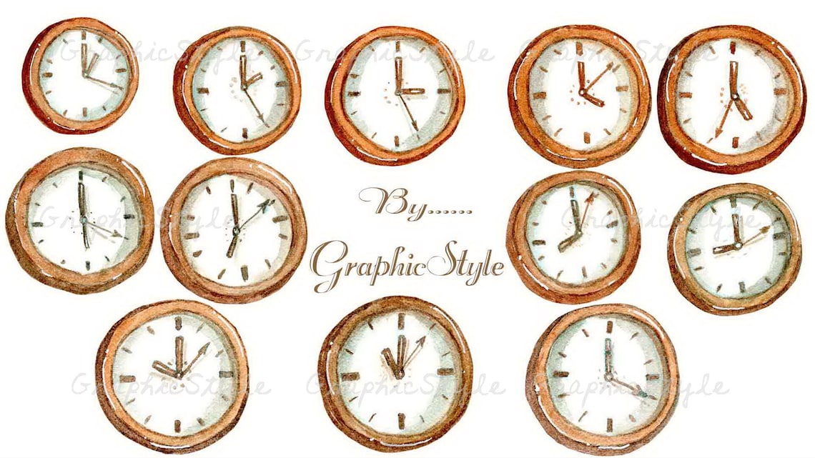 Analogclock :analog Clock Clipart, Clock Clipart, Clock Watercolor ...