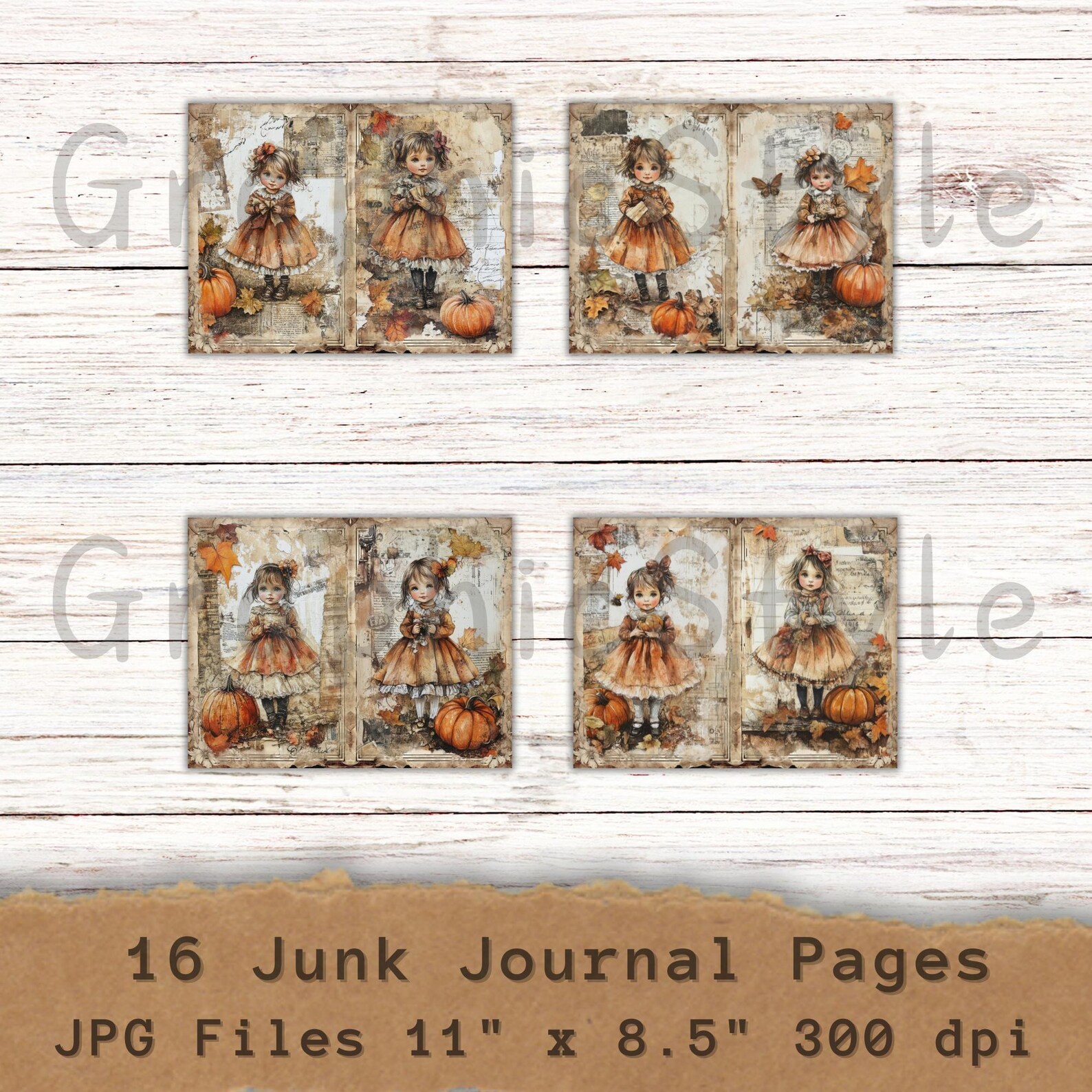 Autumn Junk Journal Printable Pages/little Girl Autumn Journal Paper ...