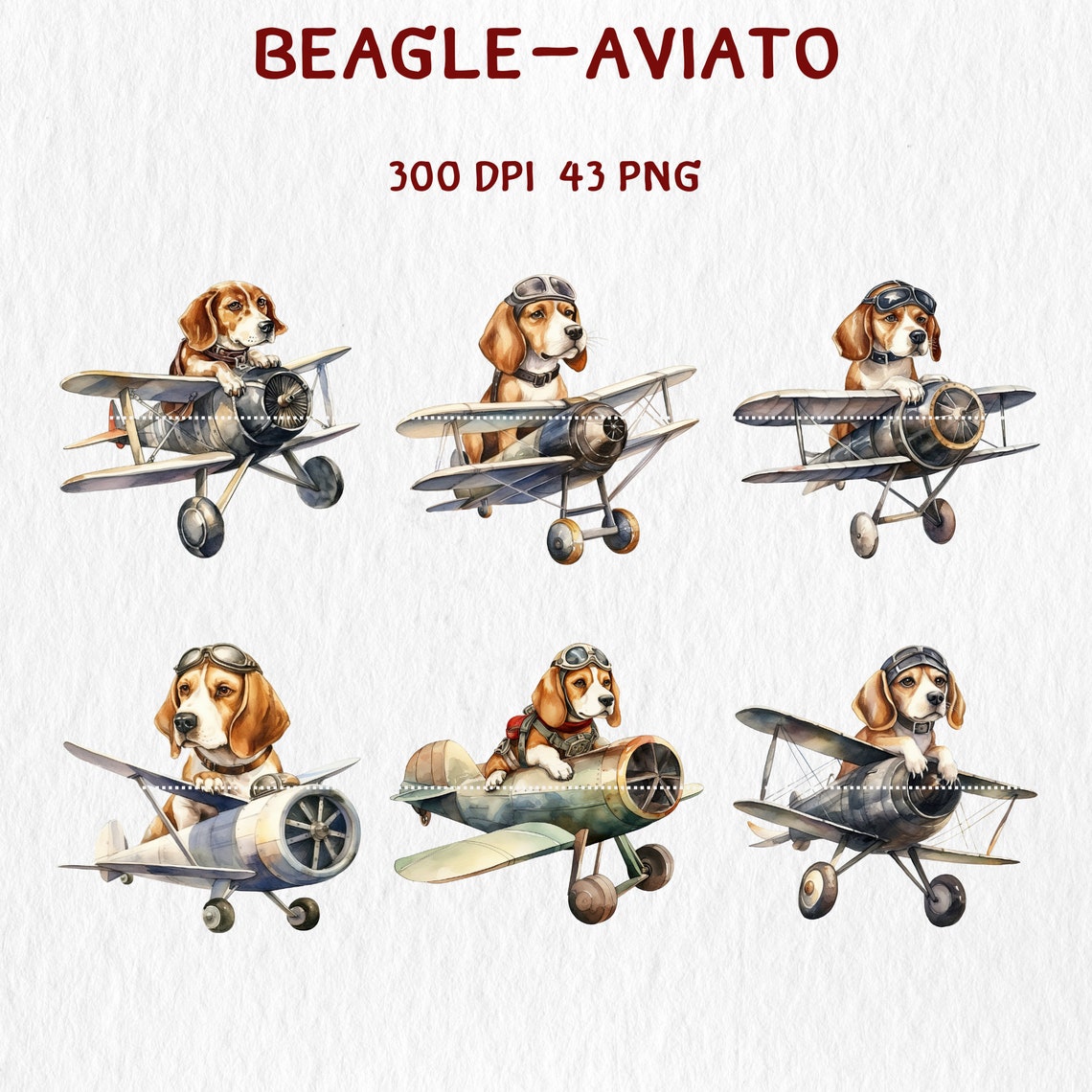Beagle Aviator Watercolor Clipart PNG, Gog Clipart, Beagle Clipart ...