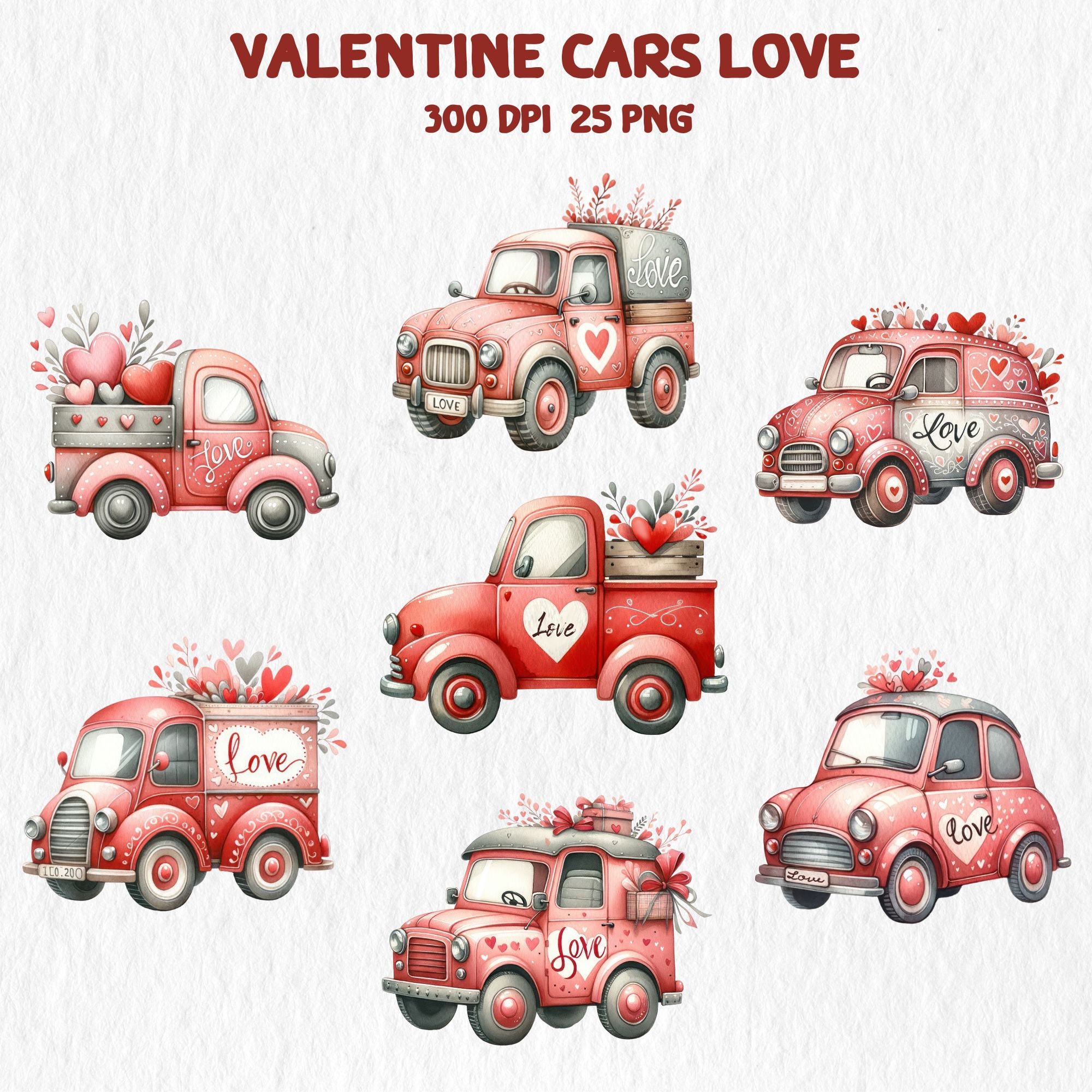 Cars Valentine Clipart,vintage Valentine Sublimation,cars Romantic ...