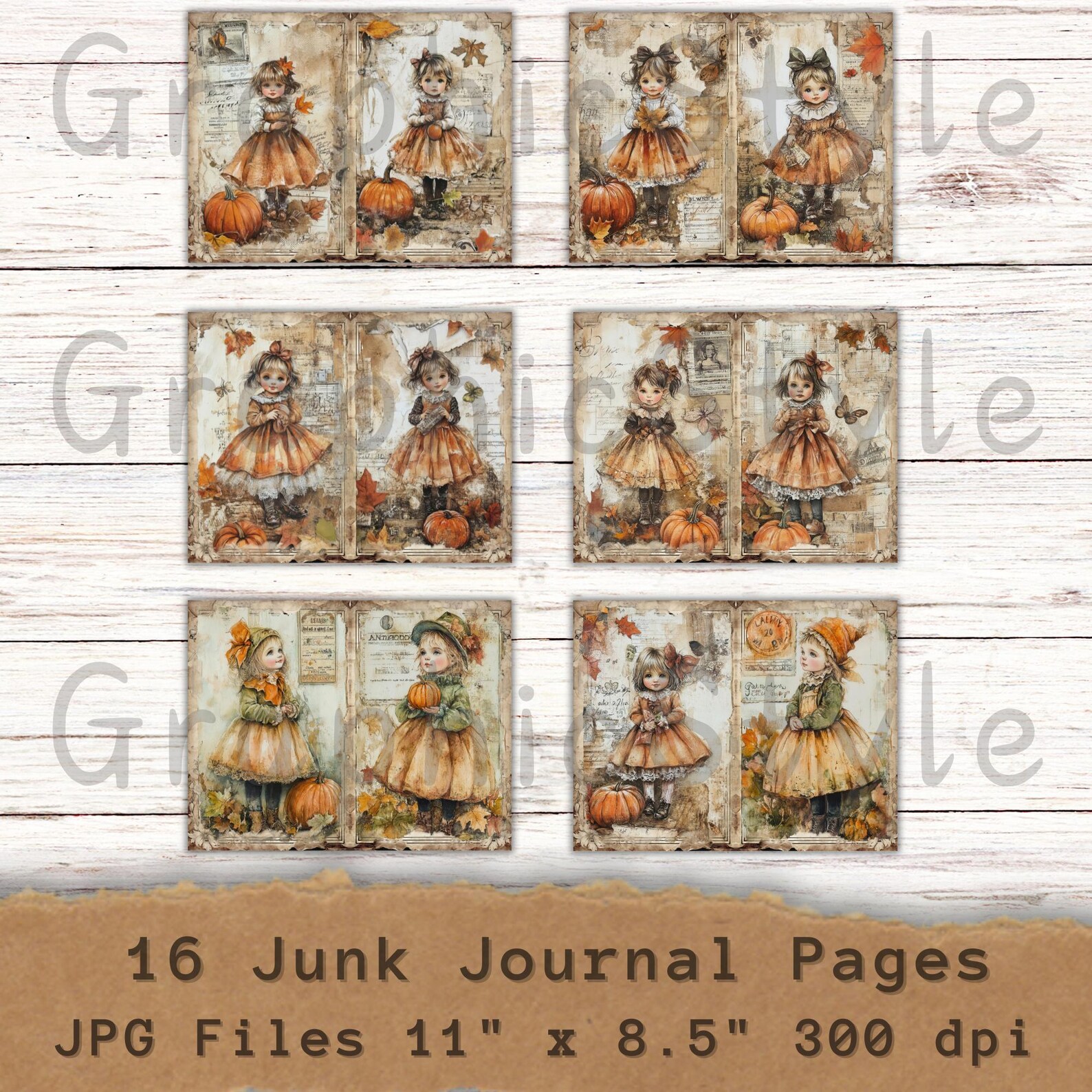 Autumn Junk Journal Printable Pages/little Girl Autumn Journal Paper ...