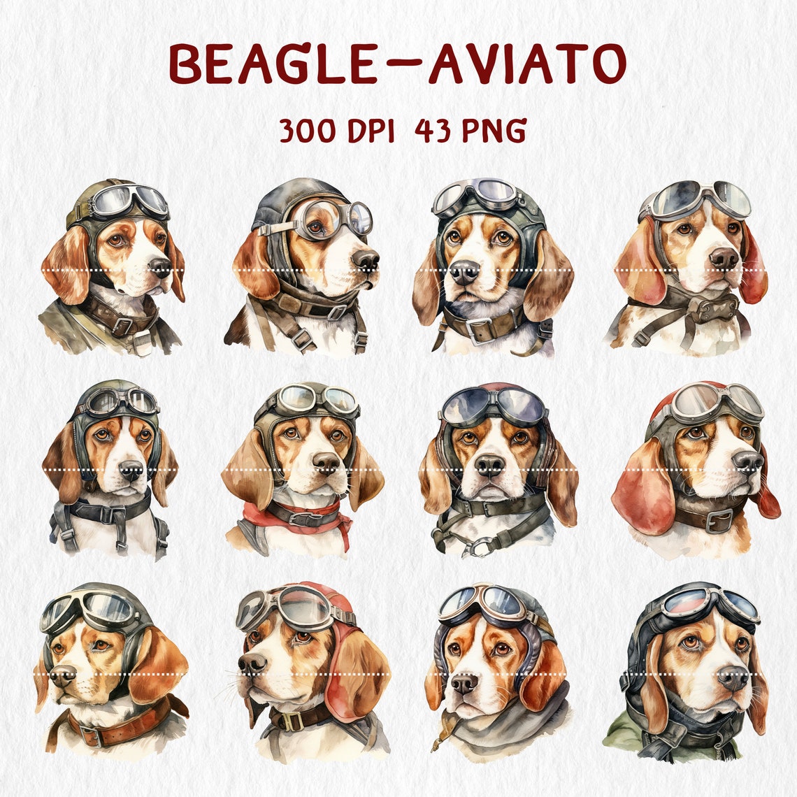Beagle Aviator Watercolor Clipart PNG, Gog Clipart, Beagle Clipart ...