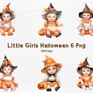 Little Girls Halloween Sublimation Halloween PNG Watercolor - Etsy