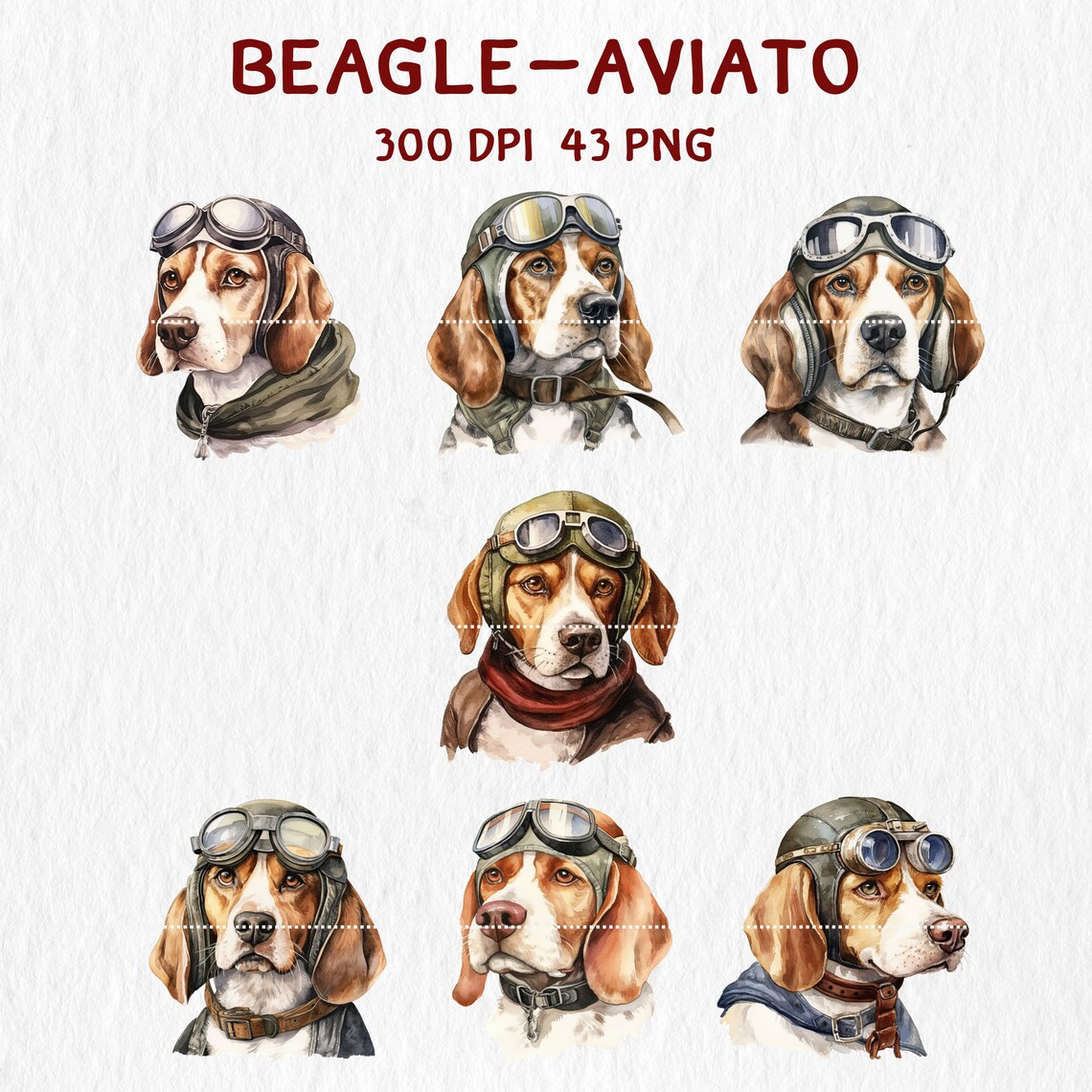 Beagle Aviator Watercolor Clipart PNG, Gog Clipart, Beagle Clipart ...