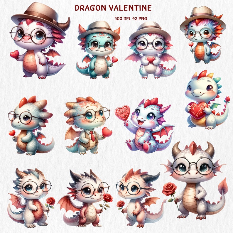 Cute Dragon Valentine Clipart,valentine Sublimation Dragon Romantic ...