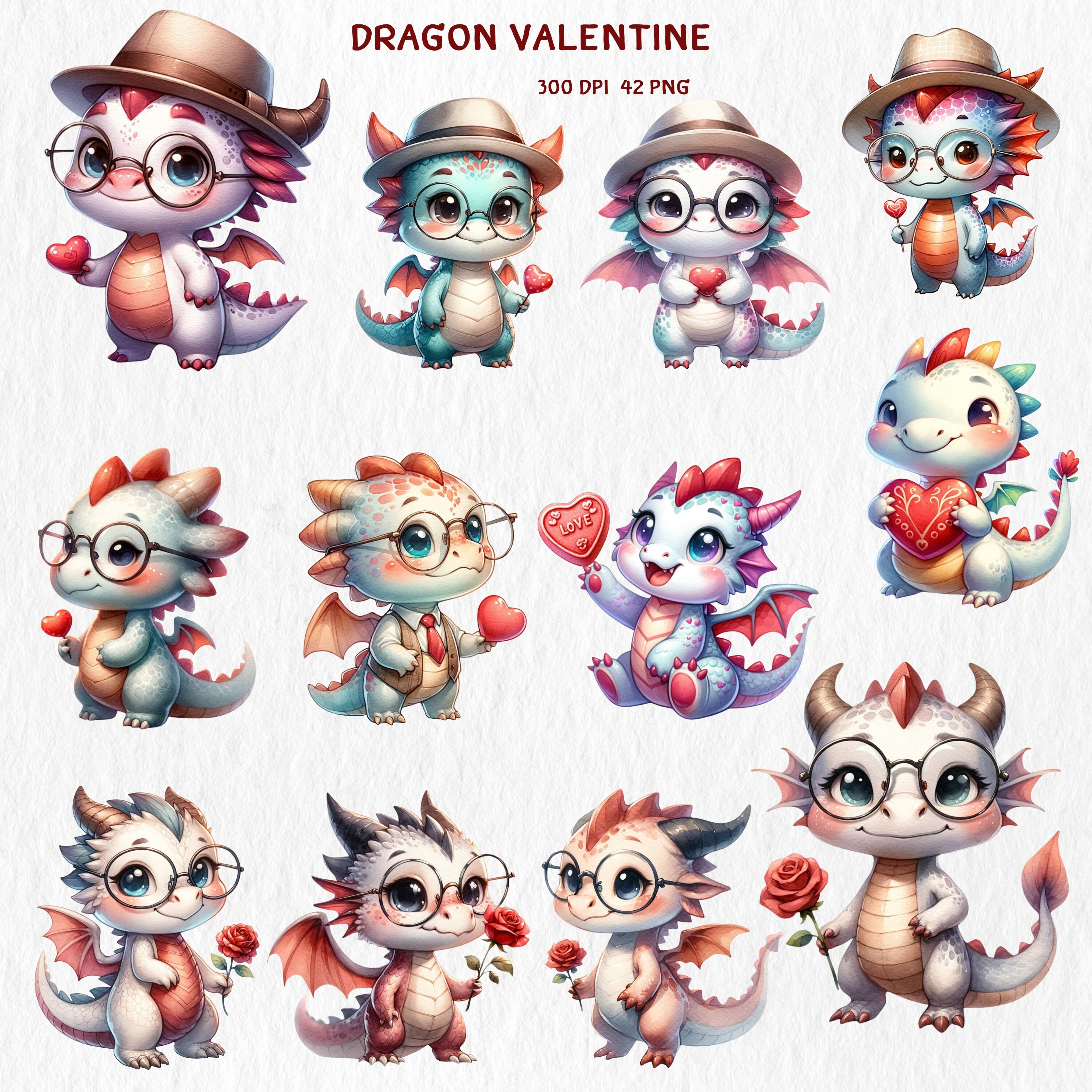 Cute Dragon Valentine Clipart,valentine Sublimation Dragon Romantic ...