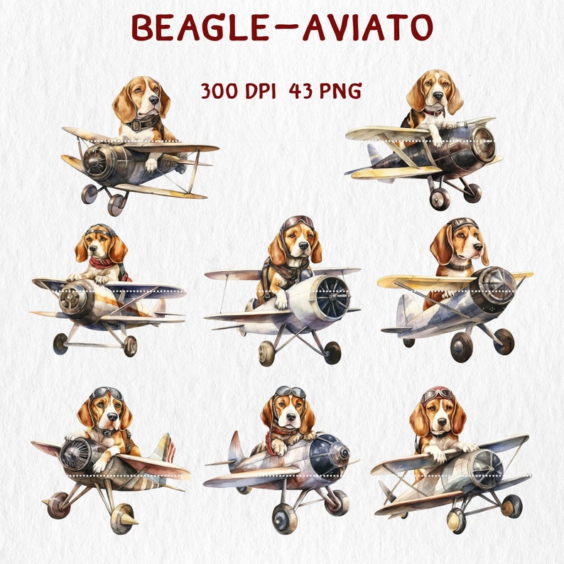 Beagle Aviator Watercolor Clipart PNG, Gog Clipart, Beagle Clipart ...