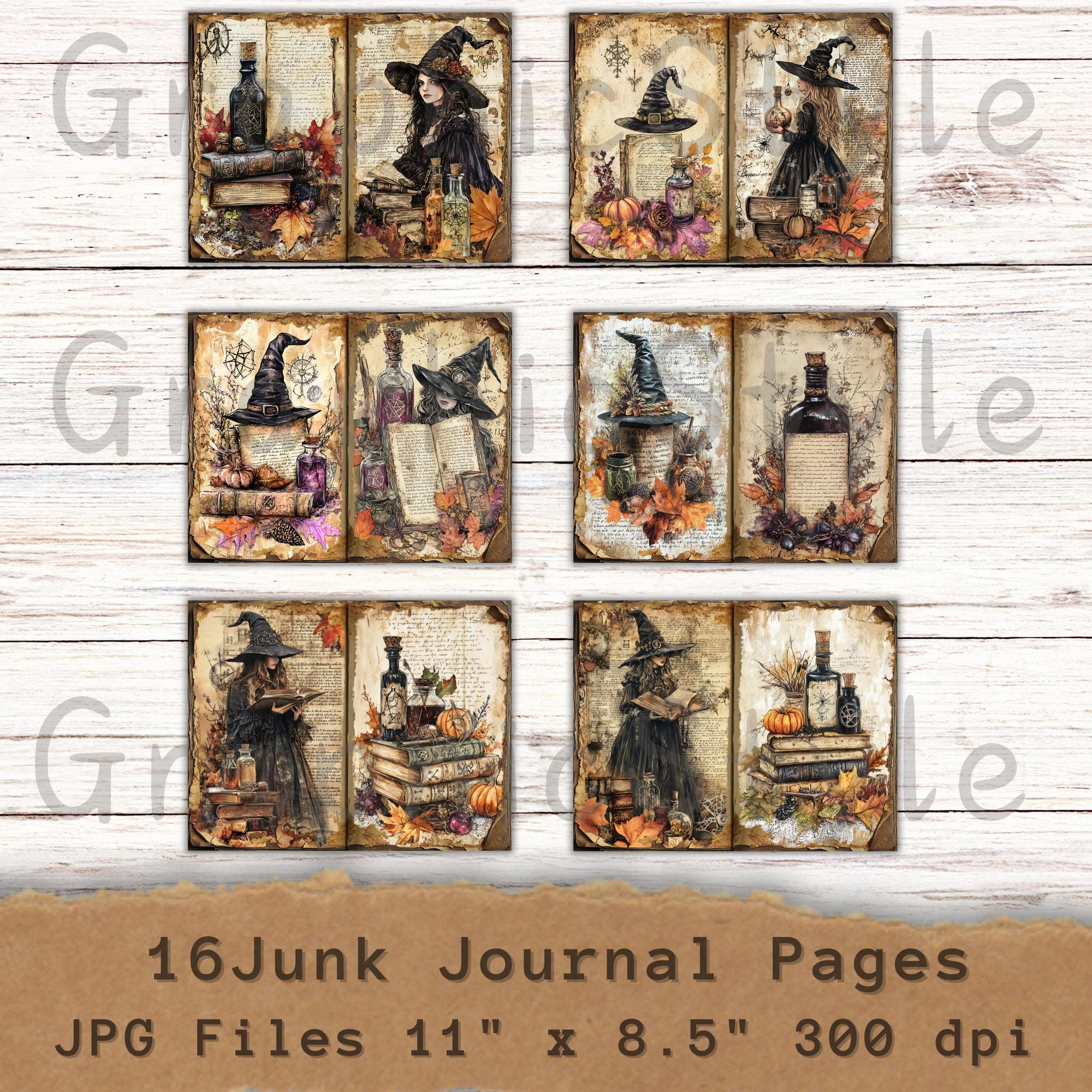 Vintage Halloween Witch Junk Journal Kit/ Witch Junk Journal Paper ...