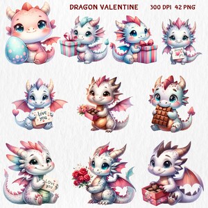 Cute Dragon Valentine Clipart,valentine Sublimation Dragon Romantic ...