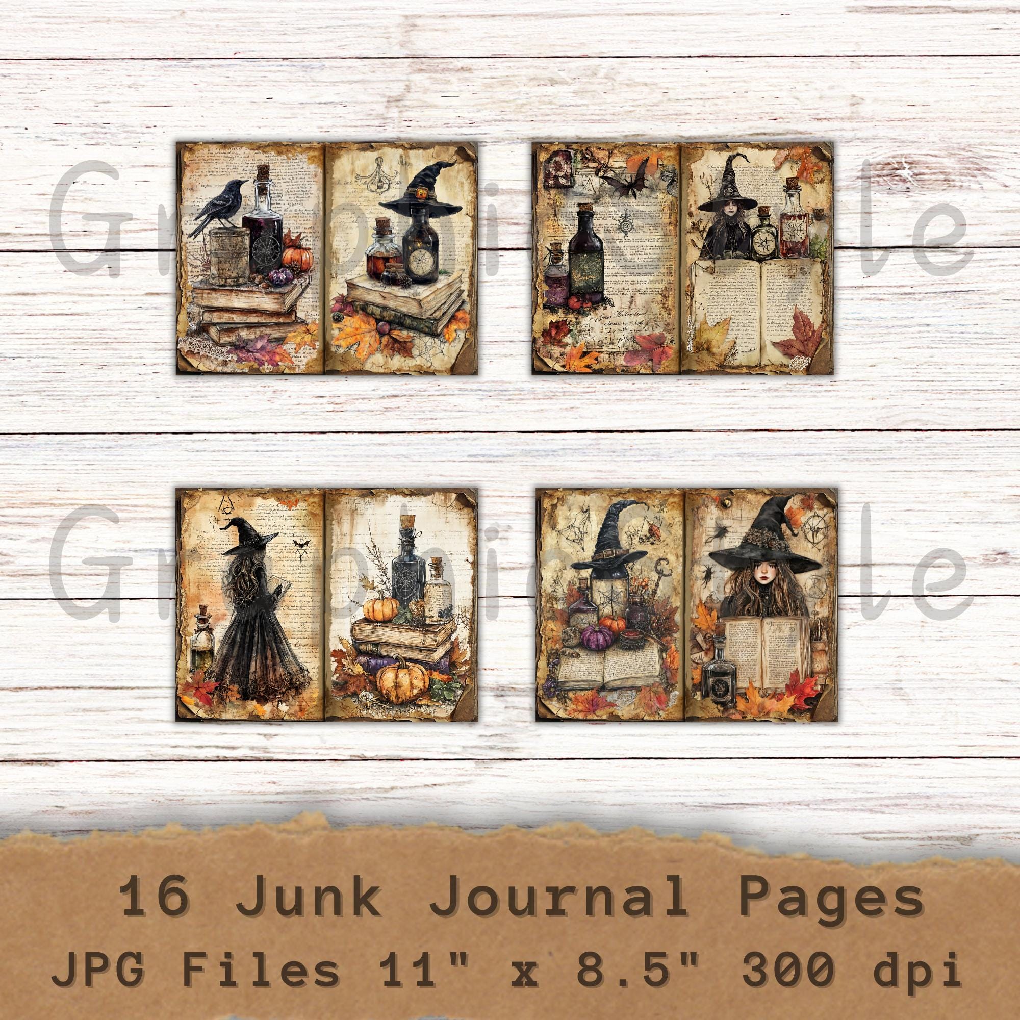 Vintage Halloween Witch Junk Journal Kit/ Witch Junk Journal Paper ...