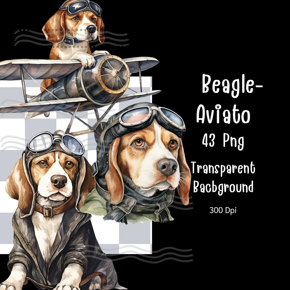 Beagle Aviator Watercolor Clipart PNG, Gog Clipart, Beagle Clipart ...