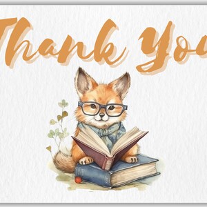 Cute Fox Read Book Clipart,fox Watercolor Clipart, Watercolor ...