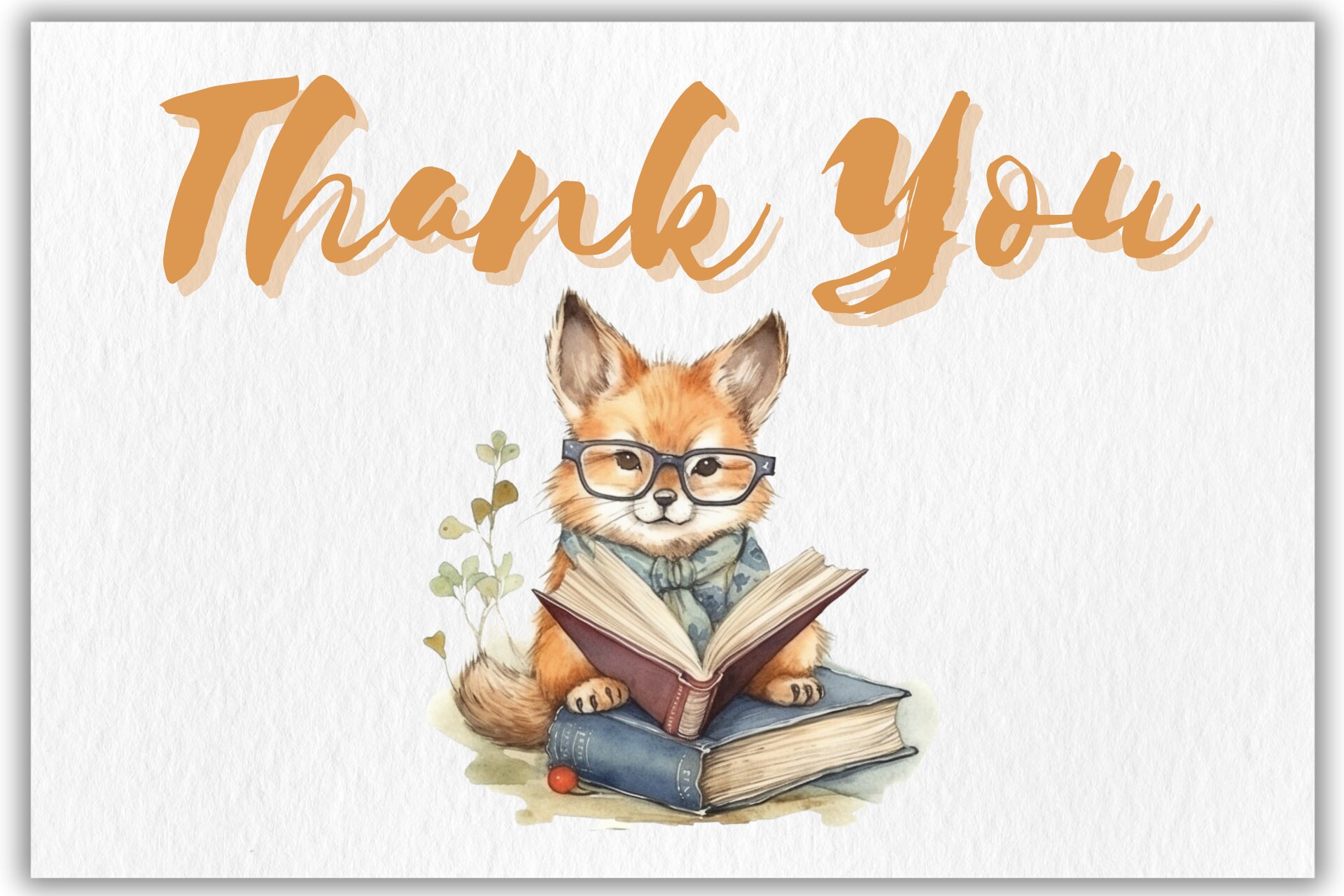 Cute Fox Read Book Clipartfox Watercolor Clipart Watercolor - Etsy