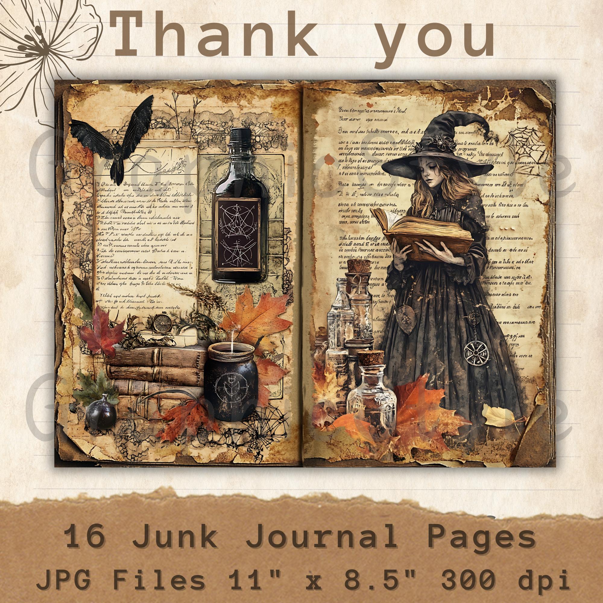 Vintage Halloween Witch Junk Journal Kit/ Witch Junk Journal Paper ...