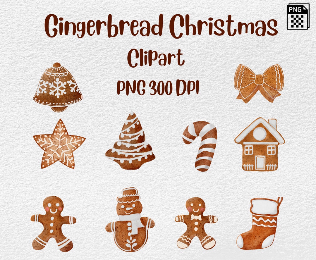 Gingerbread Christmas Clipart, Gingerbread Watercolor ,watercolor ...