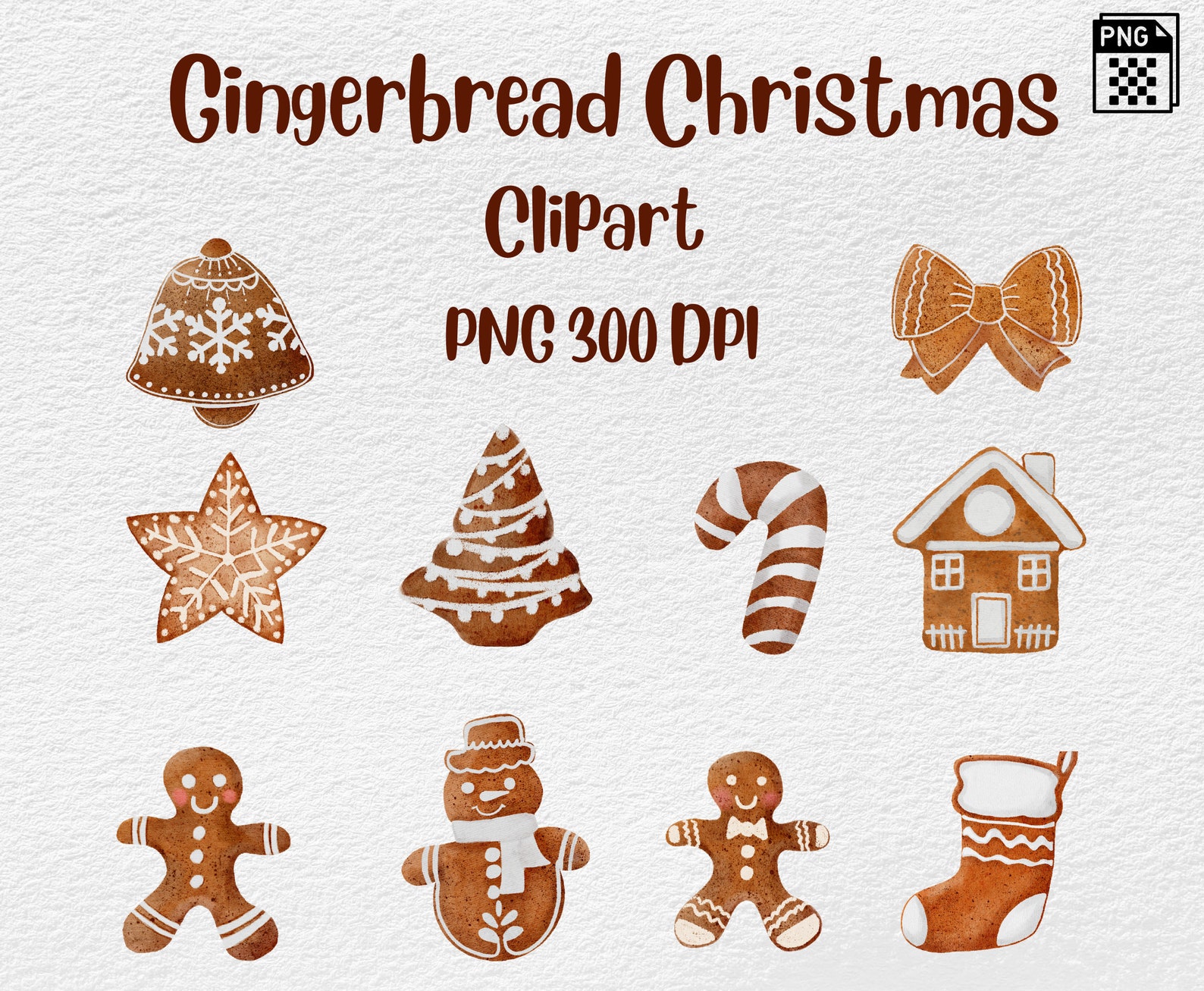 Gingerbread Christmas Clipart, Gingerbread Watercolor ,watercolor ...