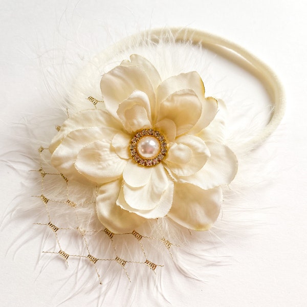 Ivory Silk Flower Fascinator With Netting - Etsy