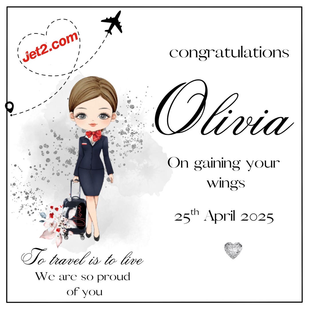 Cabin Crew Congratulations Card - Wings - Jet 2 - Etsy
