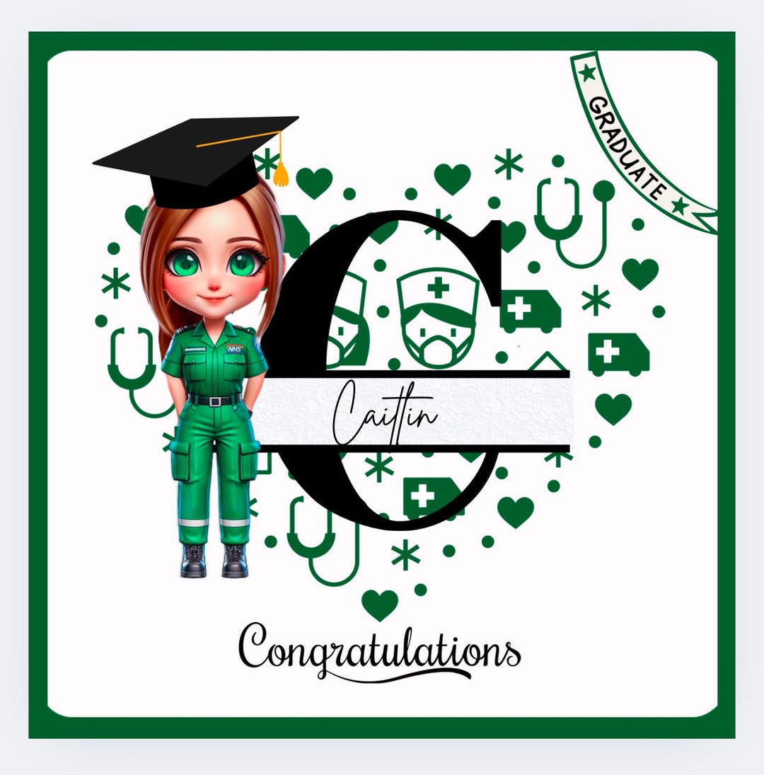 Graduation Card - Female Paramedic - NHS - Etsy