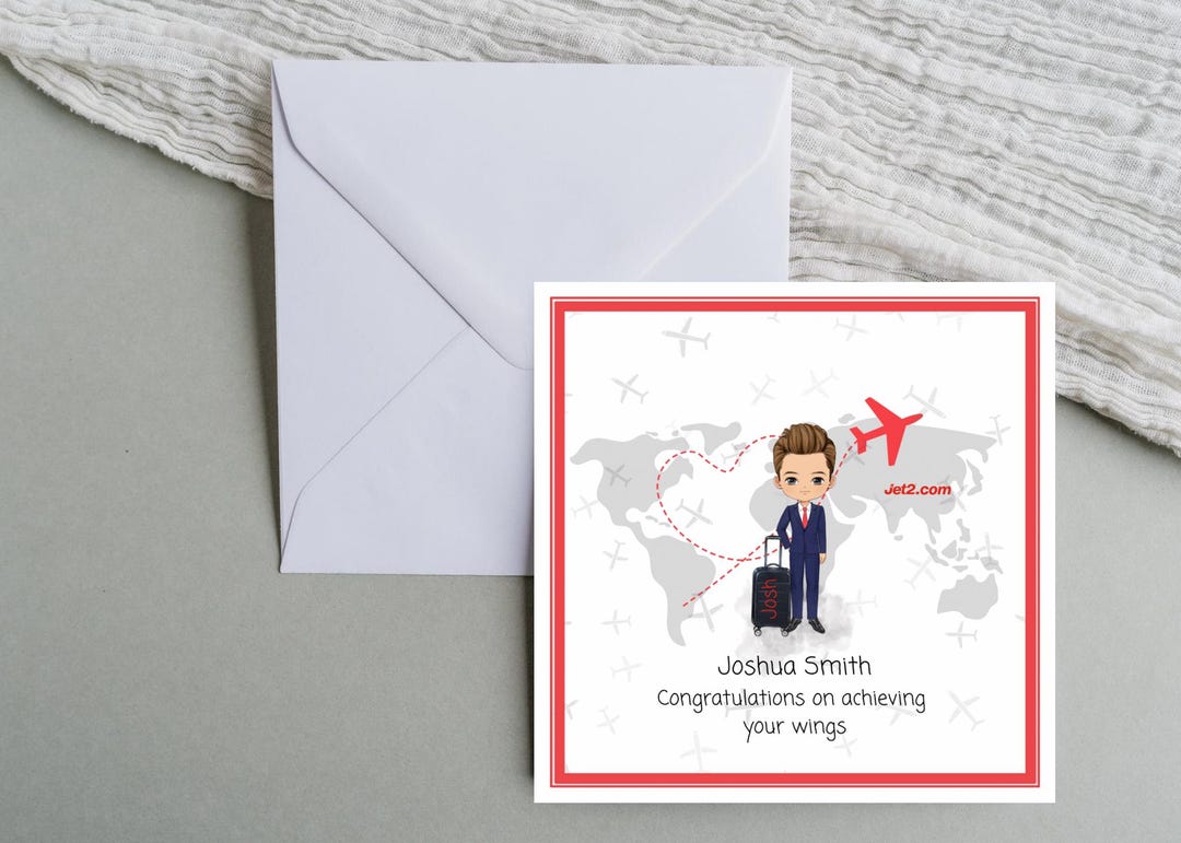 Cabin Crew Congratulations Card - Wings -male - Jet 2 - Etsy