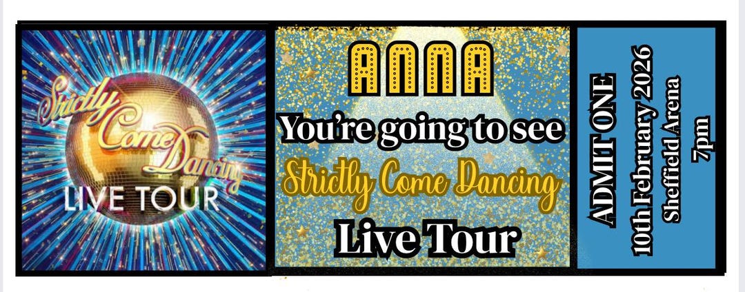 Personalised Mock Event Ticket - Strictly Come Dancing Live Tour ...