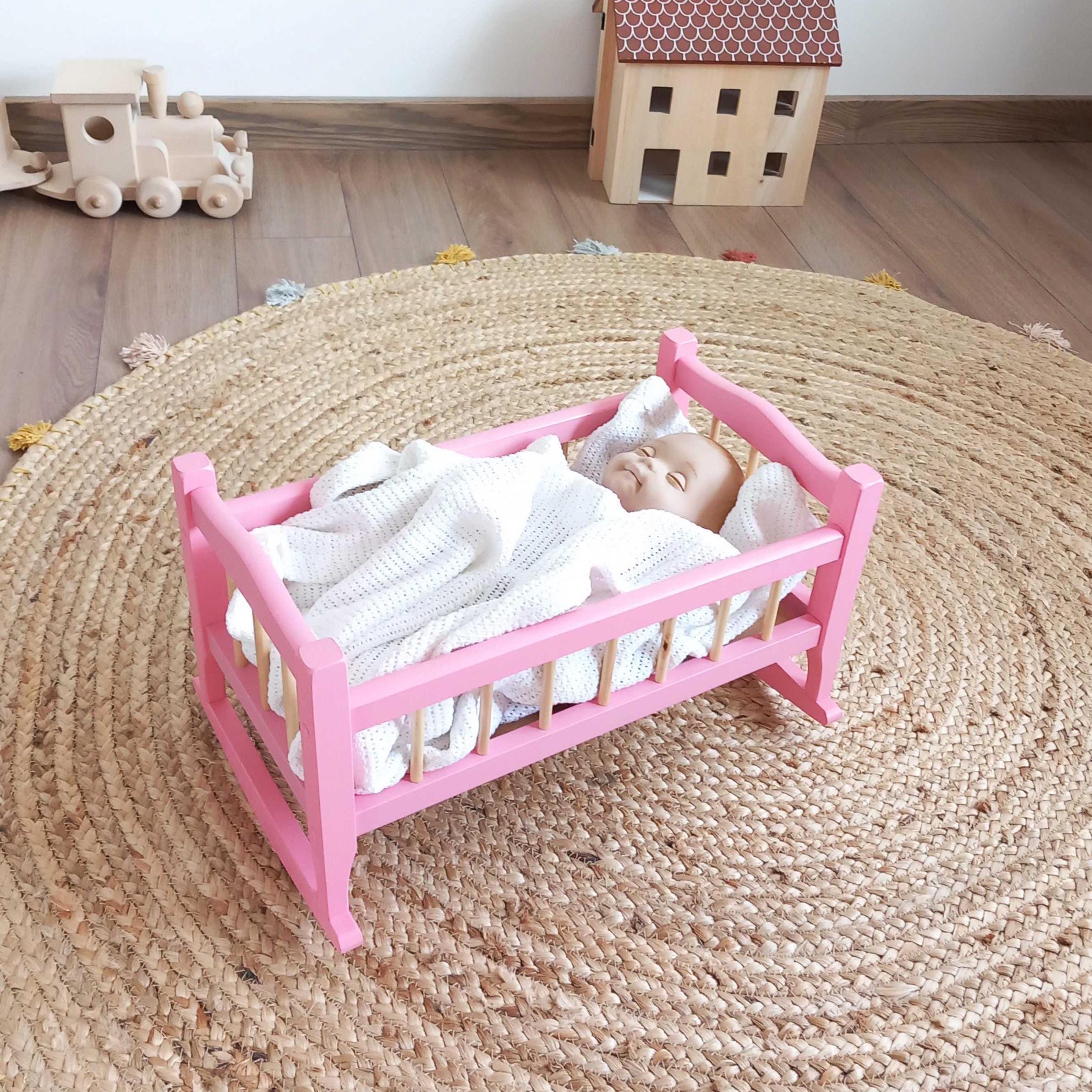 Doll Cradle, Wooden Rocking Doll Bed Personalized With Name , Gift for ...