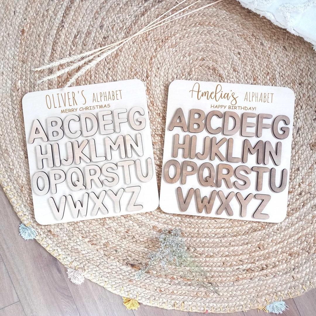 Alphabet Puzzle With Name, Nursery Décor, Waldorf Learning Puzzle for ...