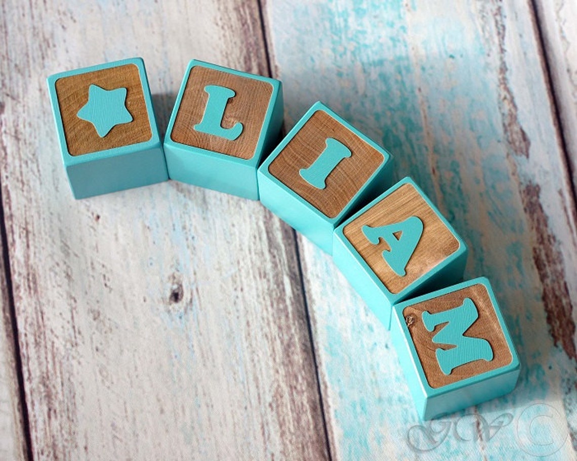 Personalized Wood Name Blocks Alphabet Baby Custom Letters | Etsy