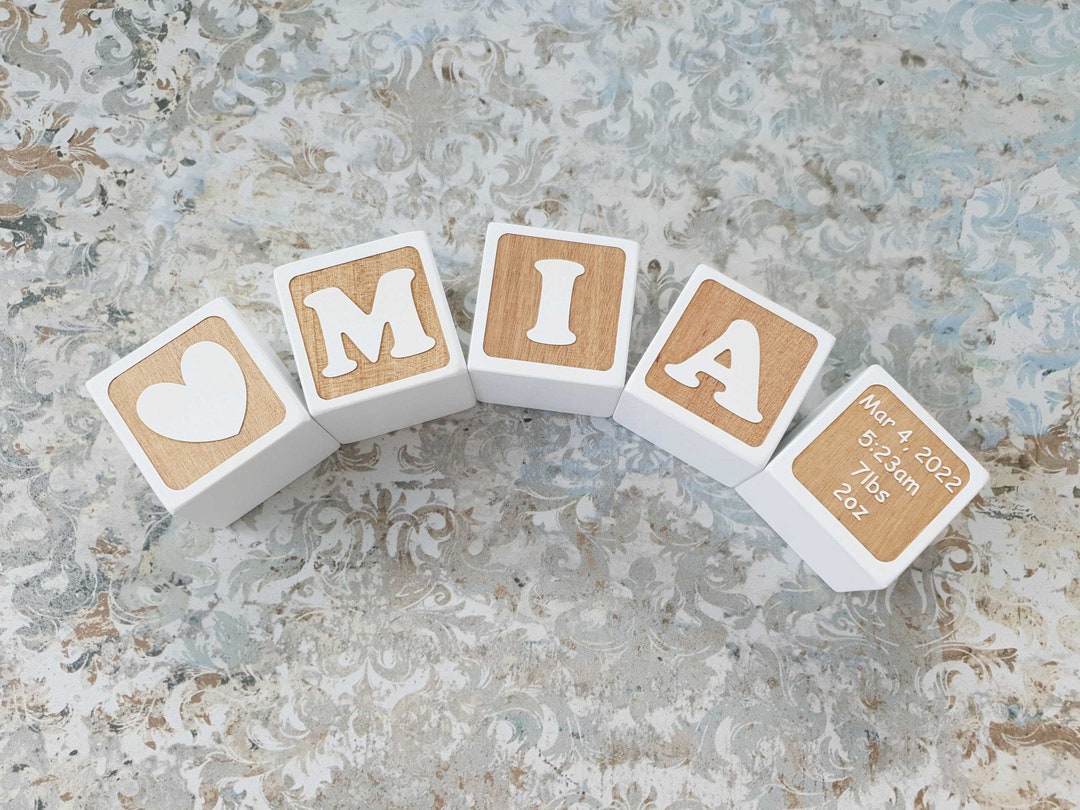 Personalized Wood Name Blocks, Alphabet Baby Custom Letters Wooden Toy ...