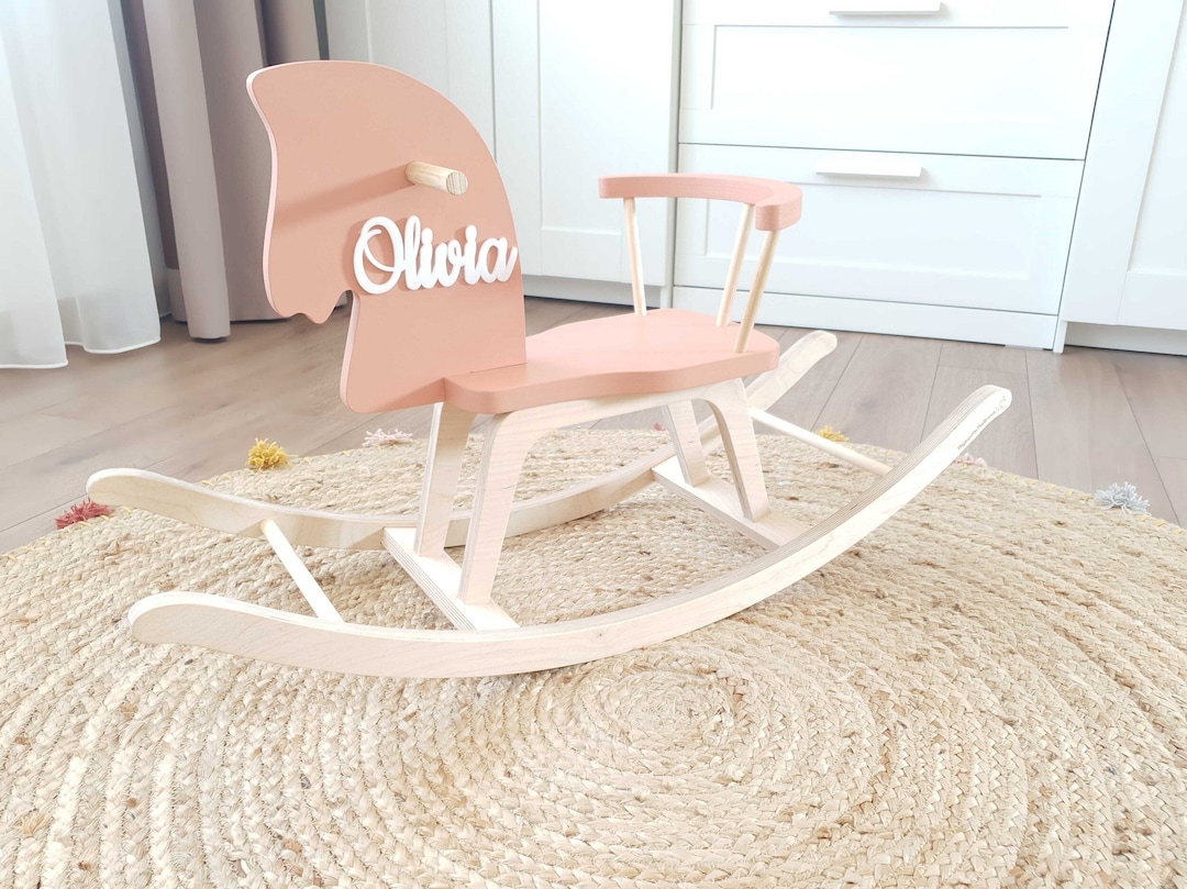 Personalized Rocking Horse for 1st Birthday Baby Gift, Wooden Ride on ...