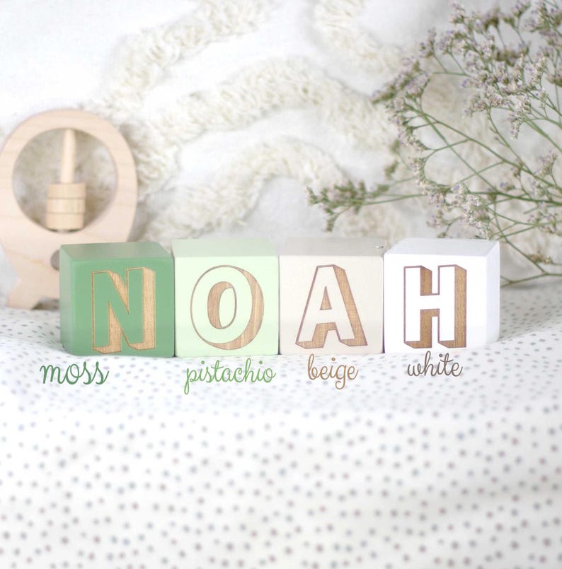 Personalized Wood Name Blocks, Alphabet Baby Custom Letters Wooden Toy ...