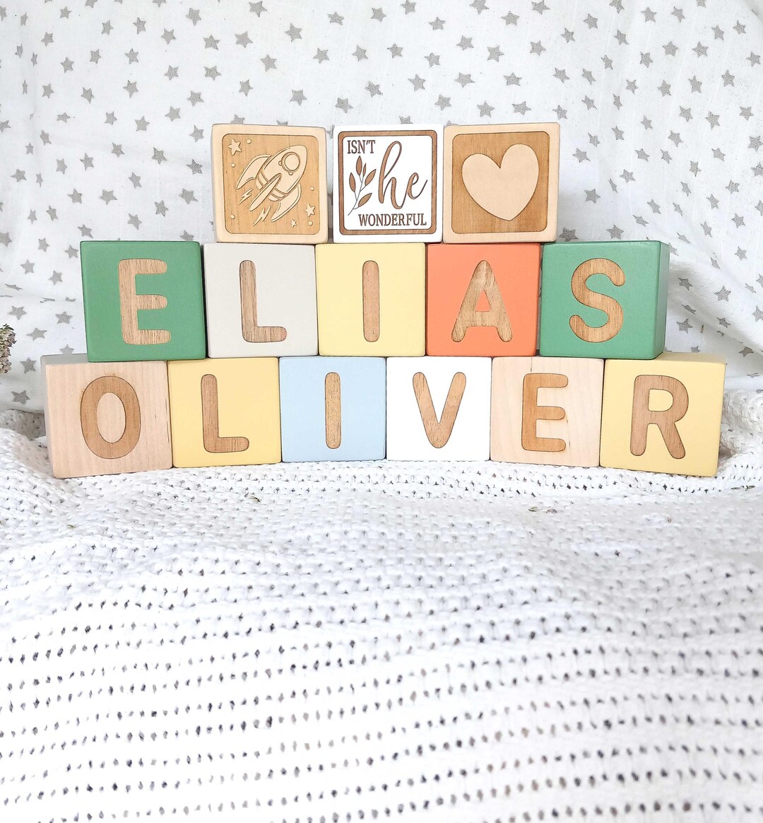 Personalized Name Blocks, Alphabet Baby Custom Letter Wooden Blocks ...