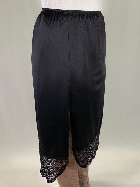 70s Black Lace Half Slip with Side Slit - Knee Length… - Gem