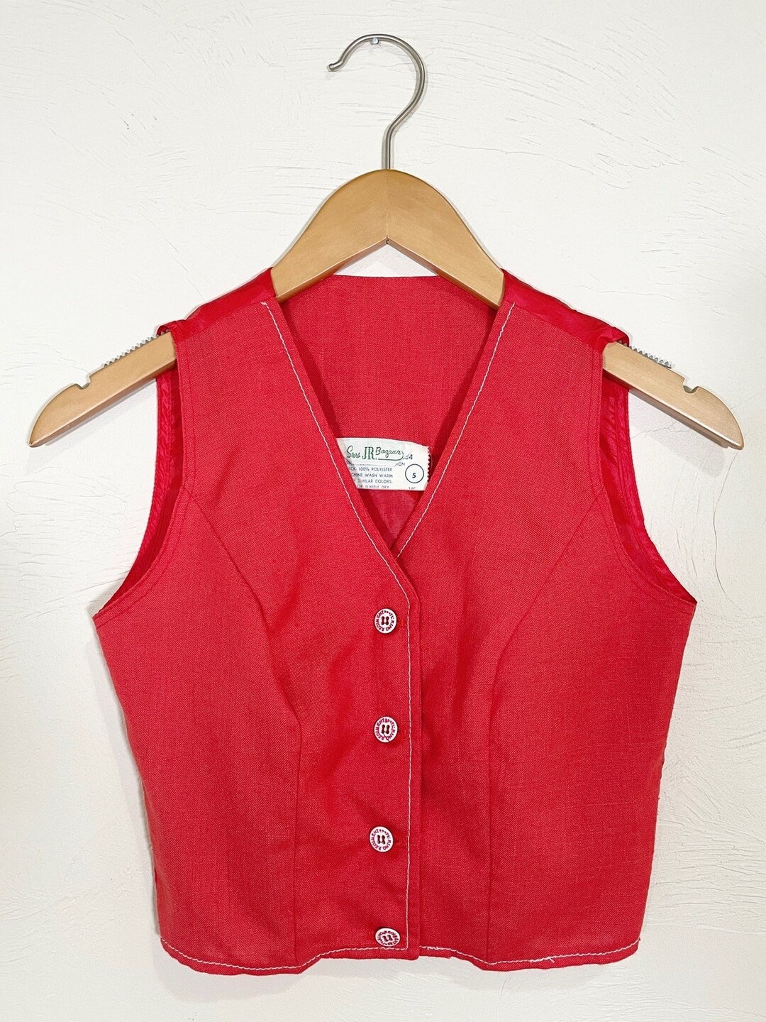 70s Sears Junior Bazaar Cropped Vintage Red Vest Size S - Etsy