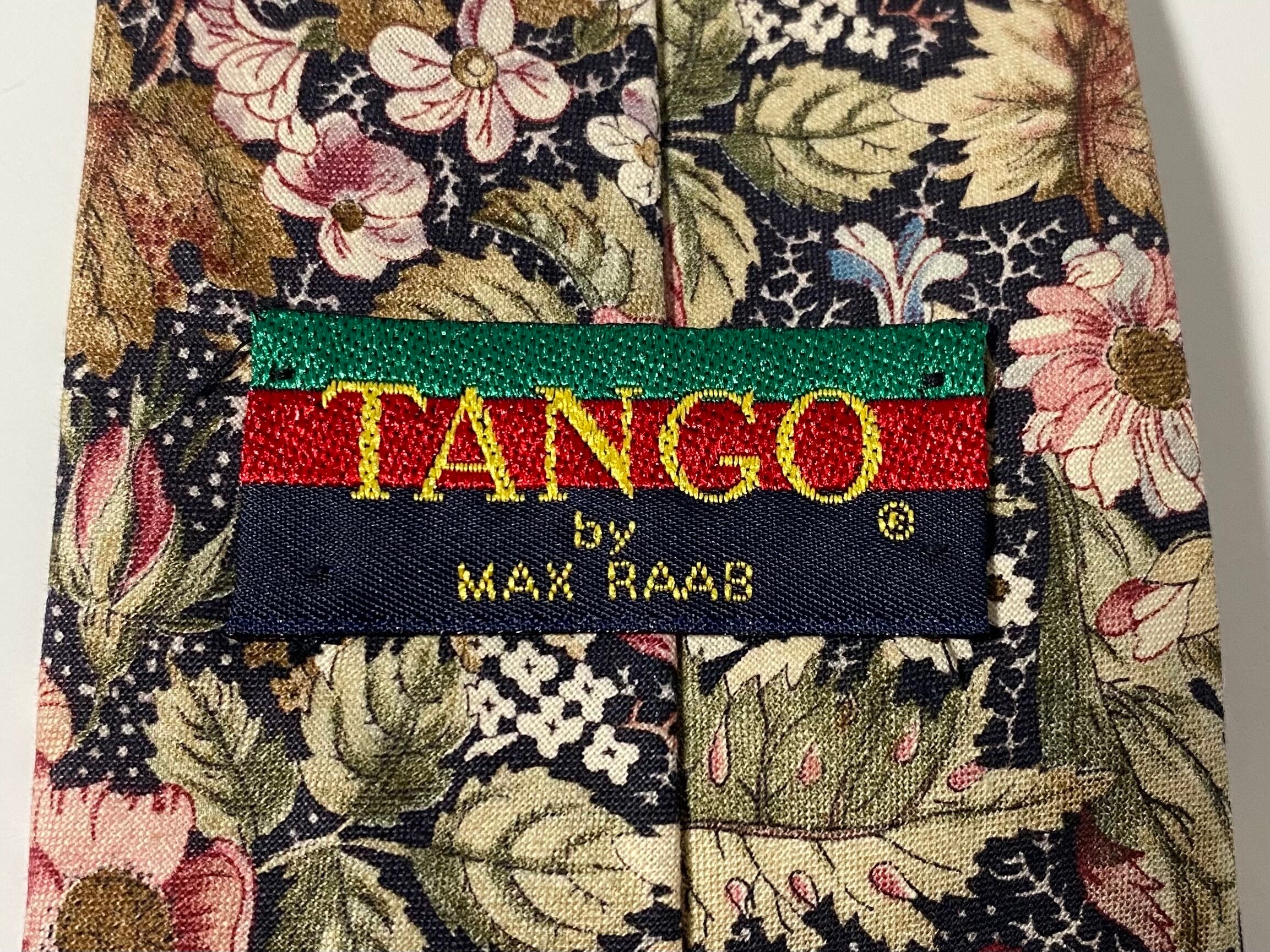 90s Tango by Max Raab Black Multicolor Floral Wide Tie 4 Width - Etsy