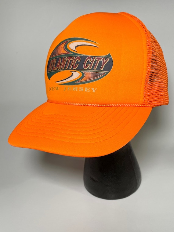 80s Atlantic City Baseball Cap - Neon Orange Vintage… - Gem