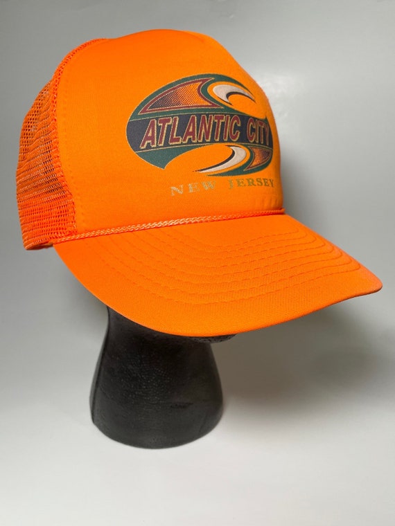80s Atlantic City Baseball Cap - Neon Orange Vintage… - Gem