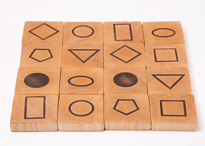 Wooden Memory Game Mathematical Game Geometric Symbols - Etsy