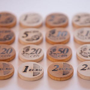Wooden Toy EU Coins Play Money Wooden Euro Math Game - Etsy