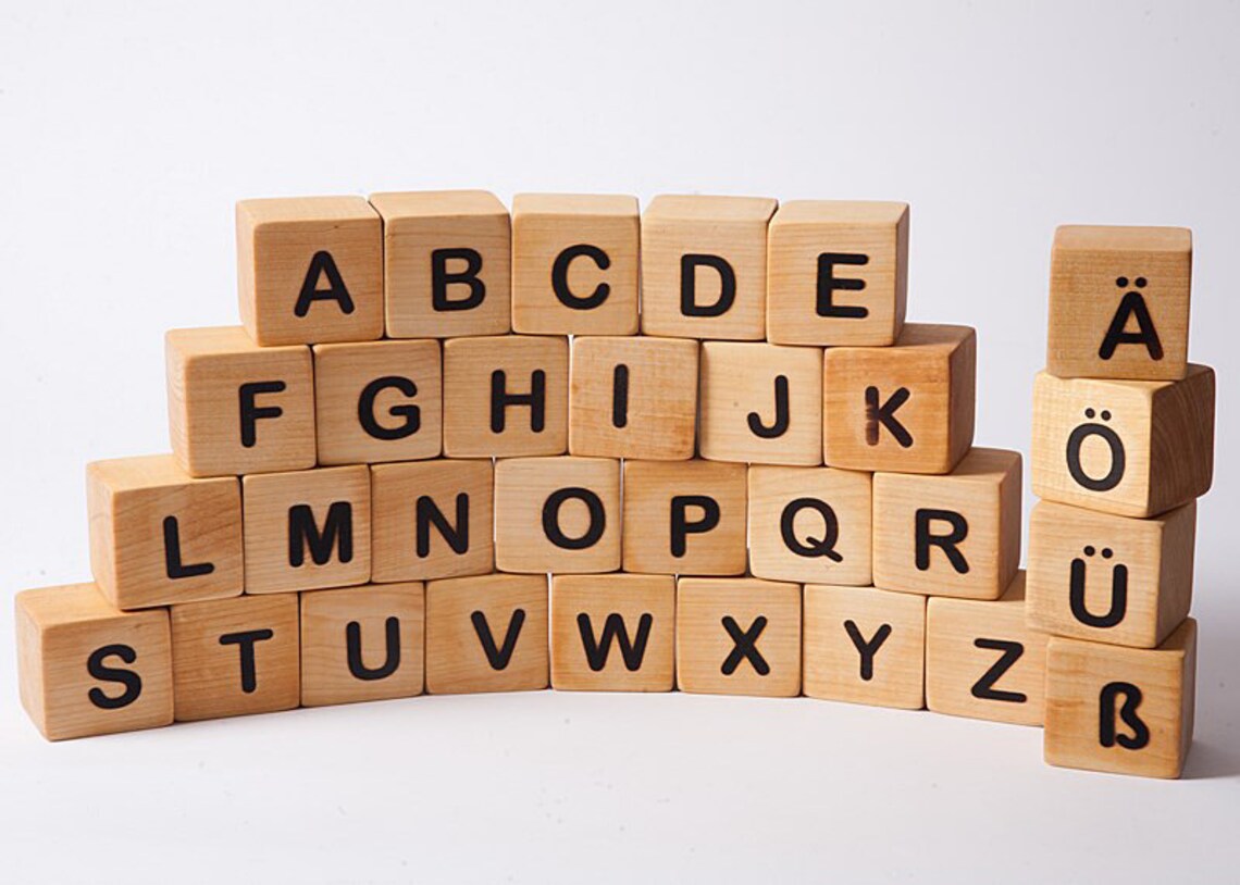 German Alphabet Blocks, Blocks With Letters, Wooden Building Blocks ...