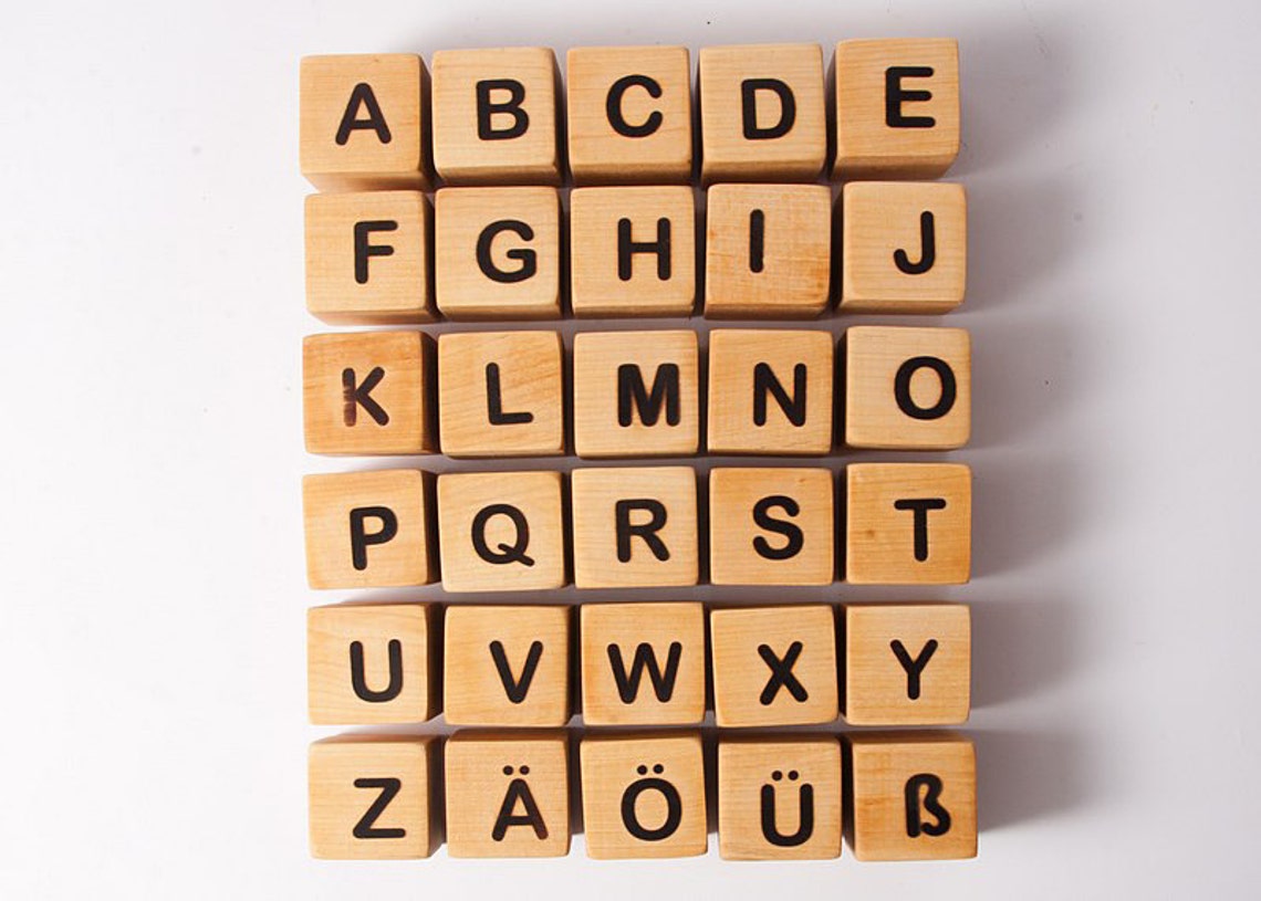 German Alphabet Blocks, Blocks With Letters, Wooden Building Blocks ...