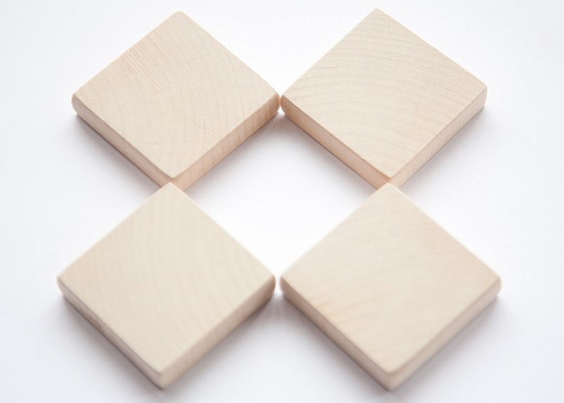 10 Pcs Unfinished 1 3/4” (4,5cm) Wood Squares for Wood Crafts, Wooden ...