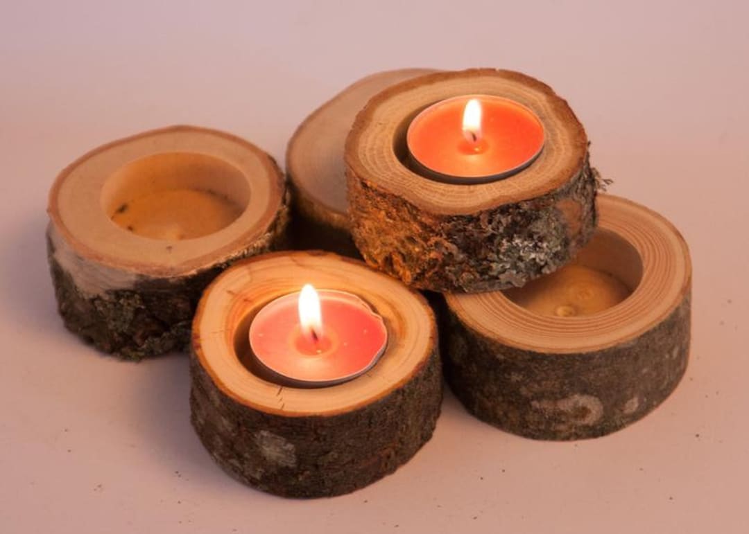 Set of 10 Wedding Candle Holders, Tea Light Holder, Oak Candleholders ...