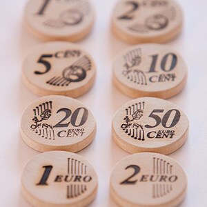 Wooden Toy EU Coins Play Money Wooden Euro Math Game - Etsy