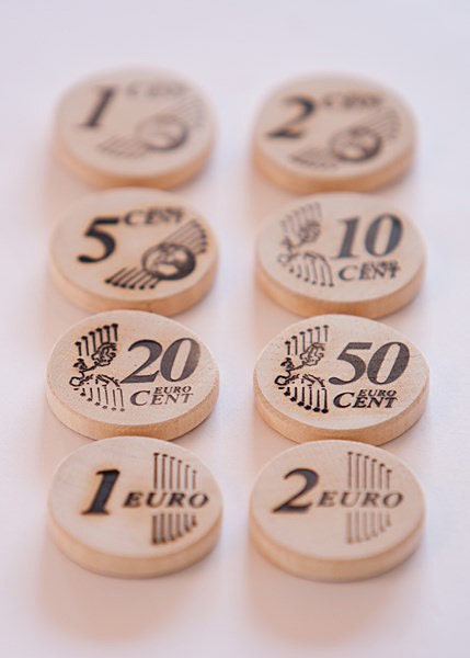 Wooden toy EU coins play money wooden euro math game | Etsy