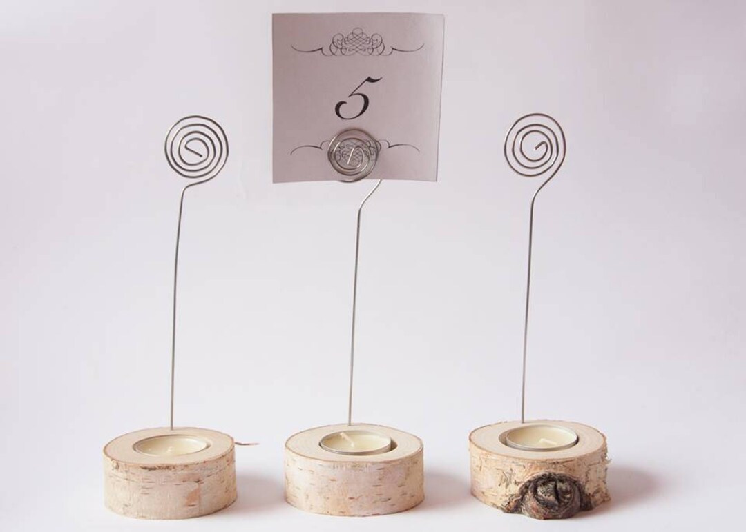 5 Rustic Wedding Table Number Holder With Wire Tea Light - Etsy