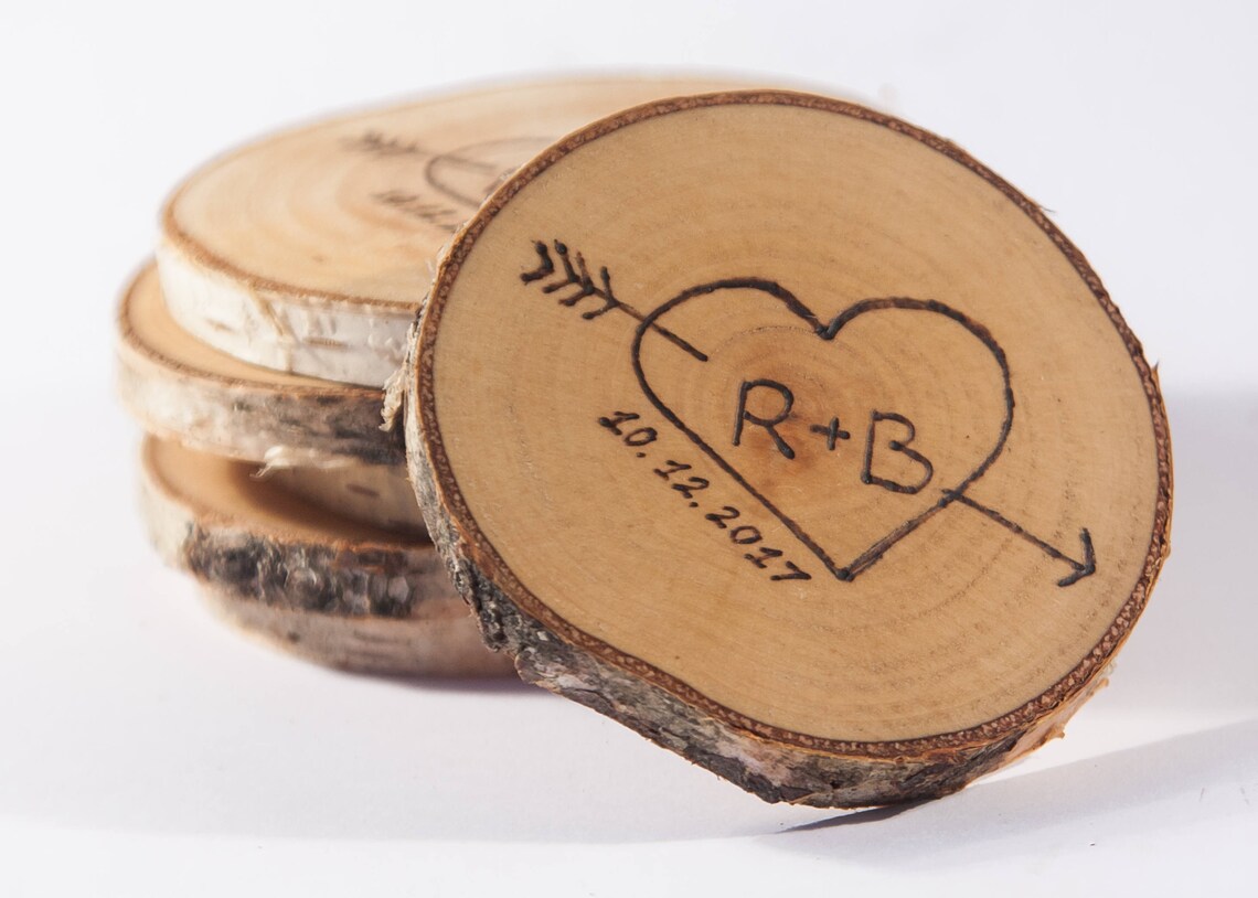 Set of 10 Personalized Wedding Coasters 3"-4", Wooden Drink Coasters ...