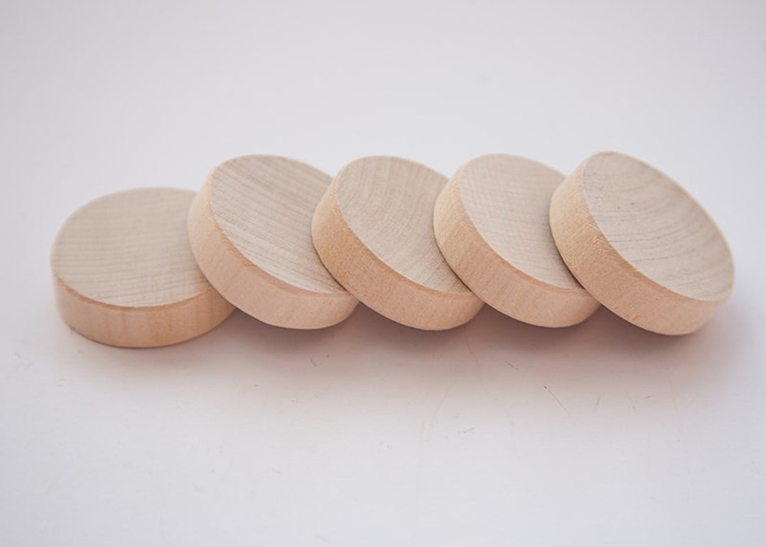 Unfinished 1 3/8” (3,5cm) Wood Discs for Wood Crafts, Wooden Supplies ...