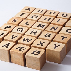 Norwegian or Danish Alphabet Blocks, Blocks With Letters, Wooden ...